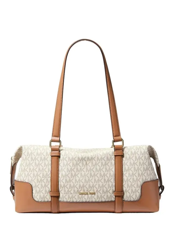 Michael Kors Teddi Large Signature Logo Shoulder Bag - Natural