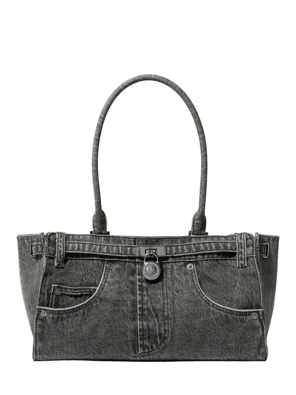 Michael Kors Hamilton Moderne Small Washed Denim Satchel - Grey