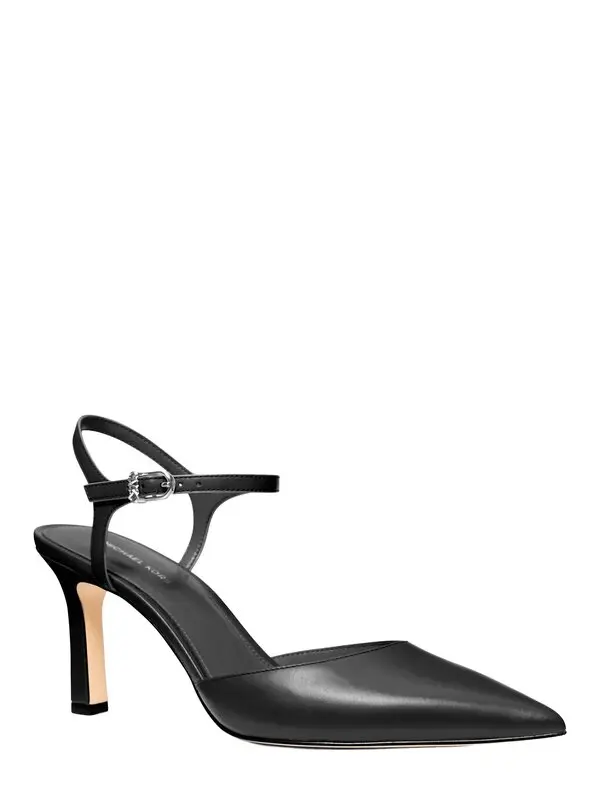 Michael Kors Amara Leather Mid Heel Pump - Black