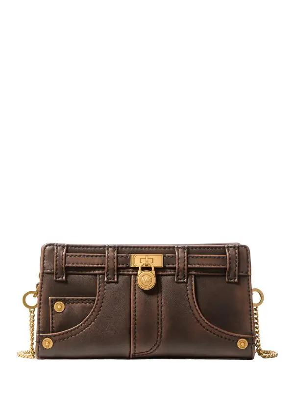 Michael Kors Hamilton Moderne Burnished Leather Convertible Crossbody Bag - Brown
