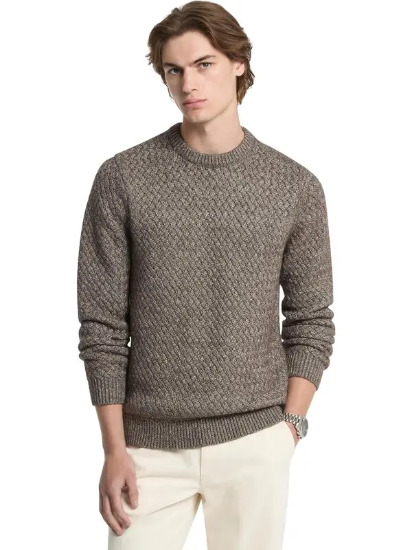 Michael Kors Crosshatch Cotton Blend Sweater - Brown