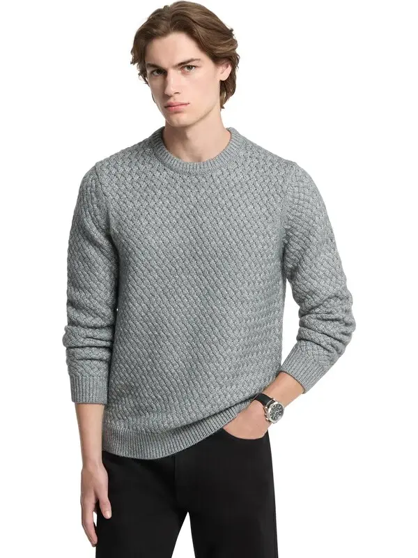 Michael Kors Crosshatch Cotton Blend Sweater - Grey