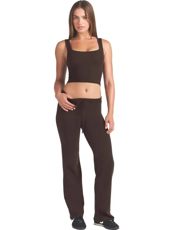 SKIMS Cotton Jersey Straight Leg Pant - Espresso
