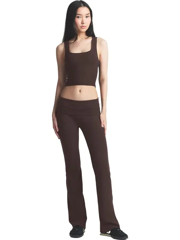SKIMS Cotton Jersey Foldover Pant - Espresso