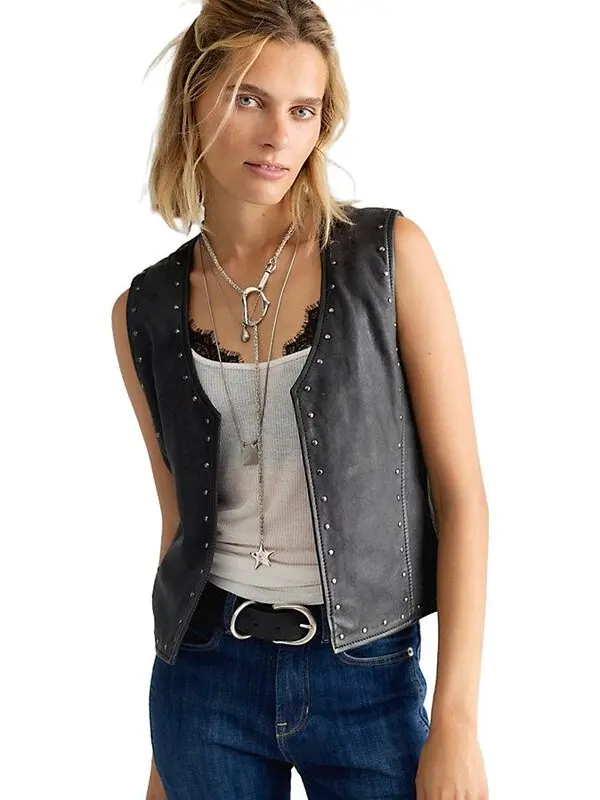 MAURITIUS LEATHER Mauritius Elaria Leather Vest - Grey