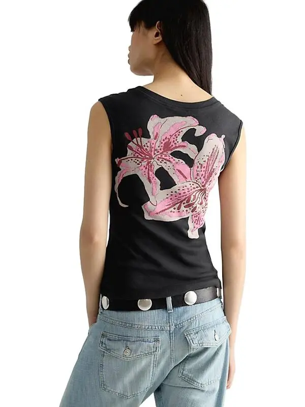RAGABOND Ballad Reversible Lily Printed Tank Top - Black