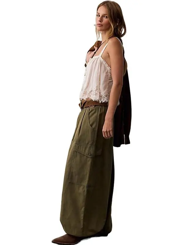 Free People Cinched Wide-leg Jeans - Forest