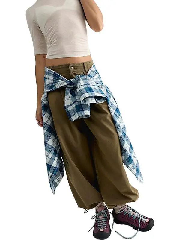 Free People Cinched Wide-leg Jeans - Forest