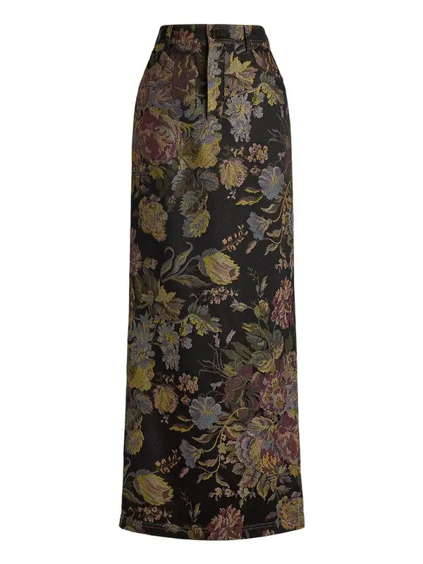 Ralph Lauren Fontaine Floral Jacquard Maxi Skirt - Brown Multi