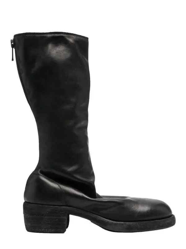 Guidi Rear-zip Leather Boots - Black