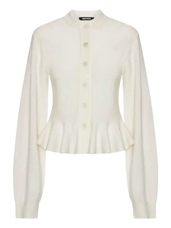 ROTATE BY BIRGER CHRISTENSEN Logo-embroidered Knit Cardigan - White