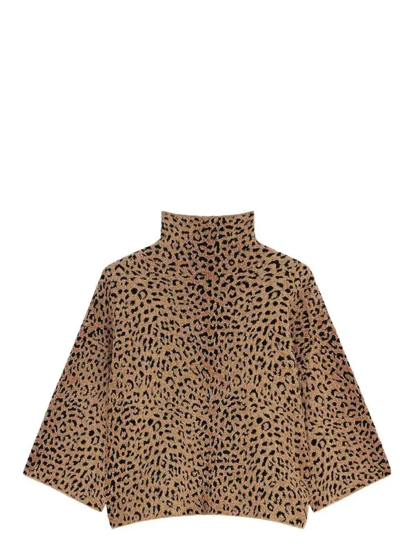 Givenchy Leopard Jacquard Turtleneck Top - Beige/brown