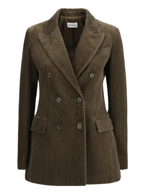 P.a.r.o.s.h Double-breasted Corduroy Tailored Blazer - Black