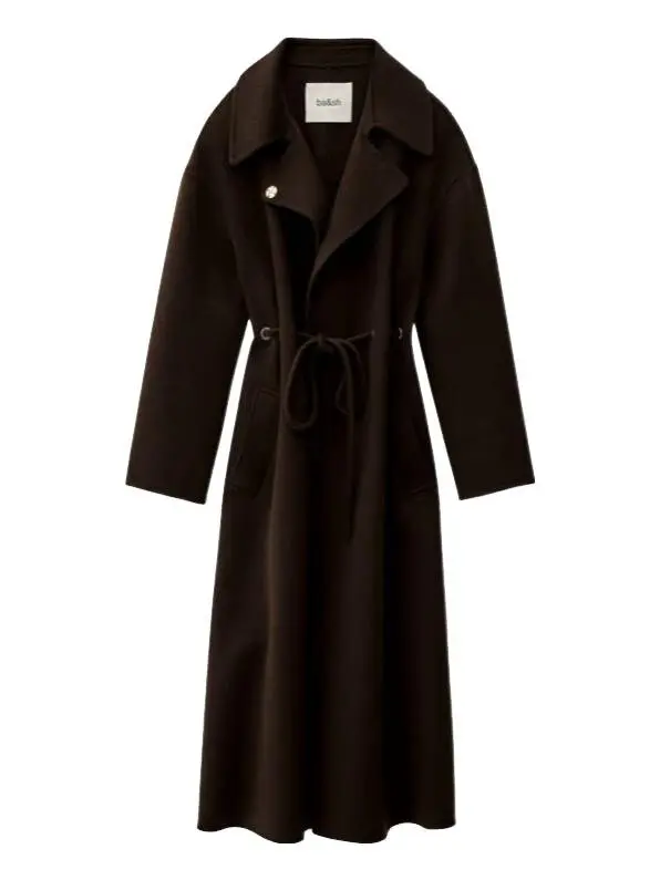 Ba&sh Belted Long Sleeve Coat - Black