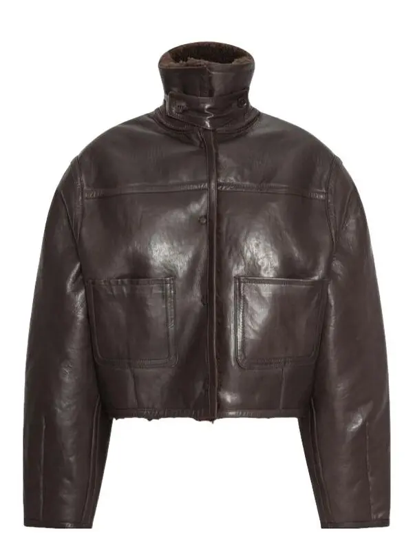 ROTATE BY BIRGER CHRISTENSEN Bonded Fur Leather Jacket - Brown