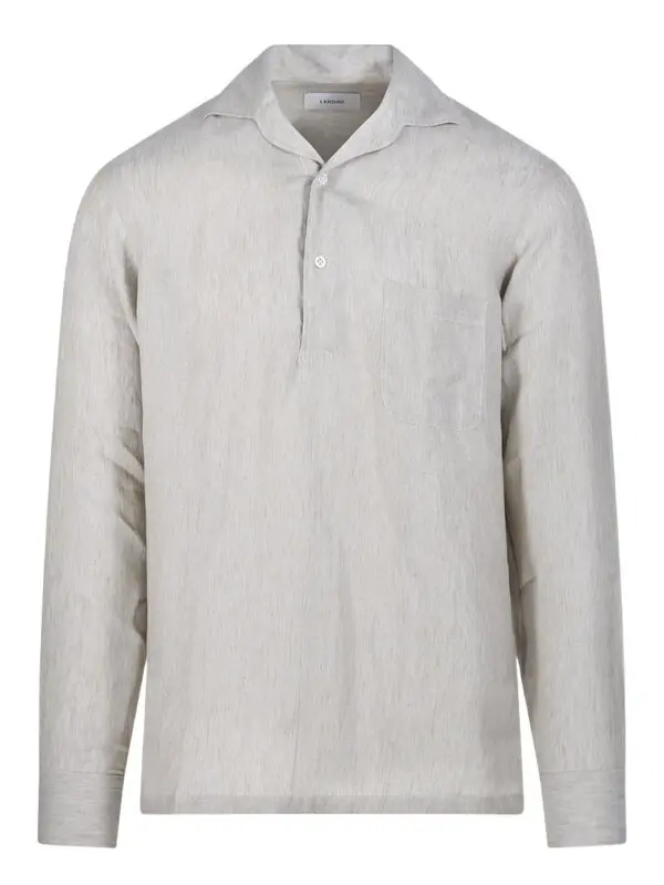 LARDINI Pailan Cnc Linen Popover Shirt - Beige