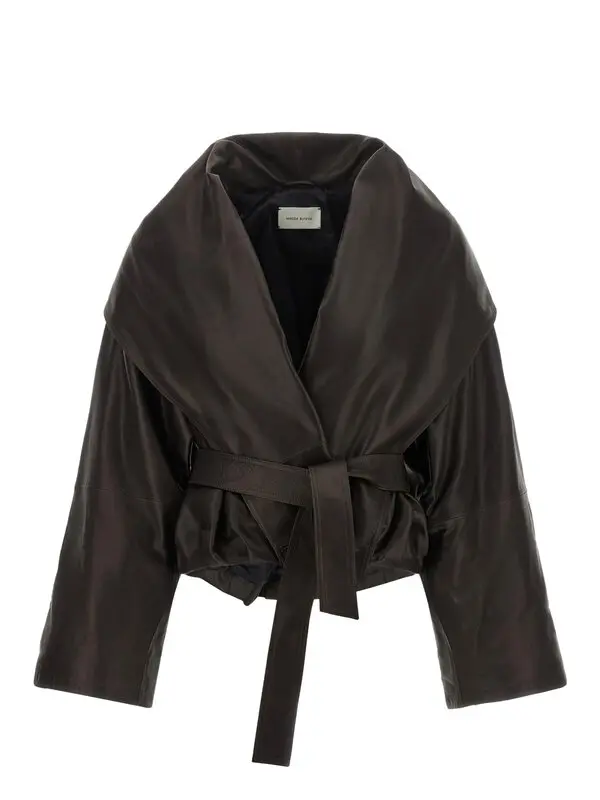 Magda Butrym Long Sleeve Leather Jacket - Brown