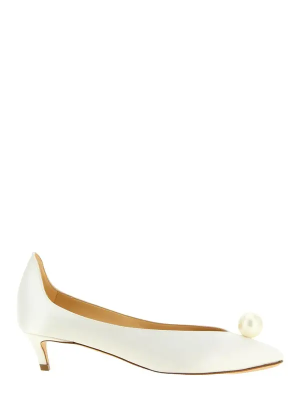 Magda Butrym Pearl Embellished Satin Pumps - White