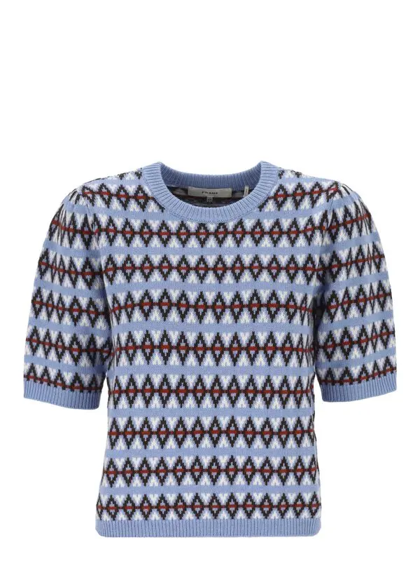 FRAME Short-sleeved Crewneck Jumper With Retro Geometric Print - Wu