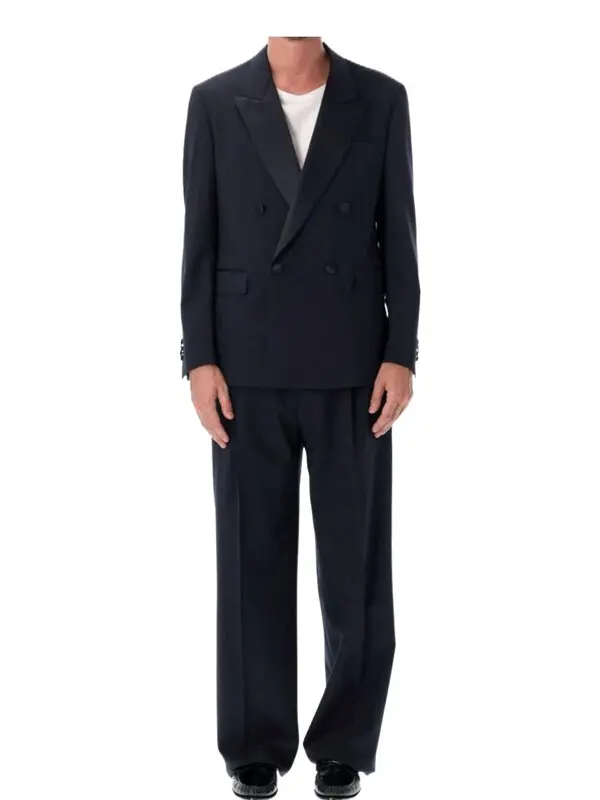 LARDINI Double-breasted Smoking Blazer - Black