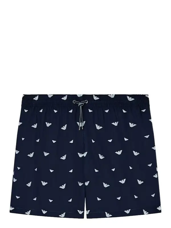 Emporio Armani Swim Shorts With Micro Eagle Embroidery - Blue