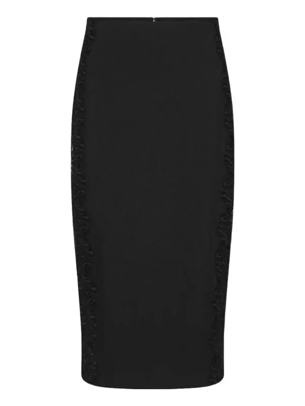 ROTATE BY BIRGER CHRISTENSEN Lace-trimmed Midi Pencil Skirt - Black