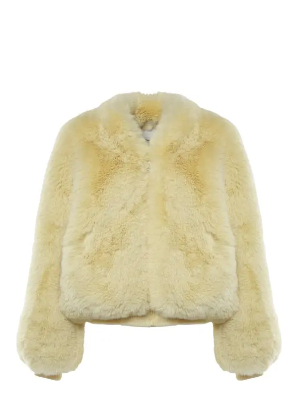 THE FRANKIE SHOP Butter Faux Fur Bomber Jacket - Red