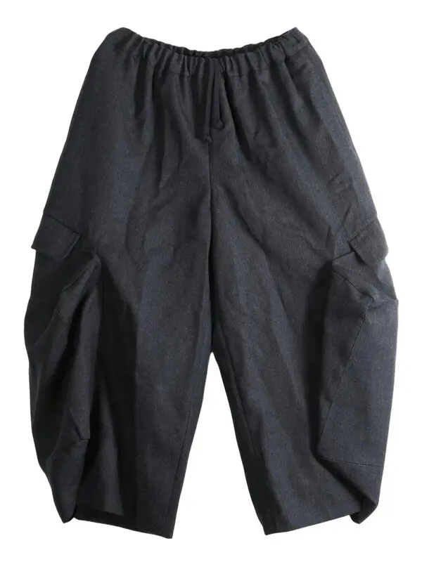 Comme Des Garçons Elastic Waist Wide Leg Cargo Pants - Charcoalgrey