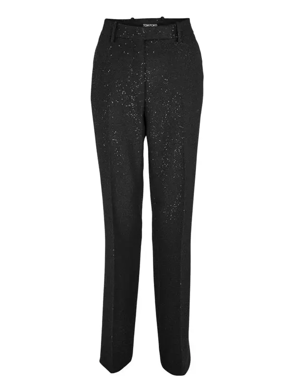 TOM FORD Shimmer Straight-leg Trousers - Black