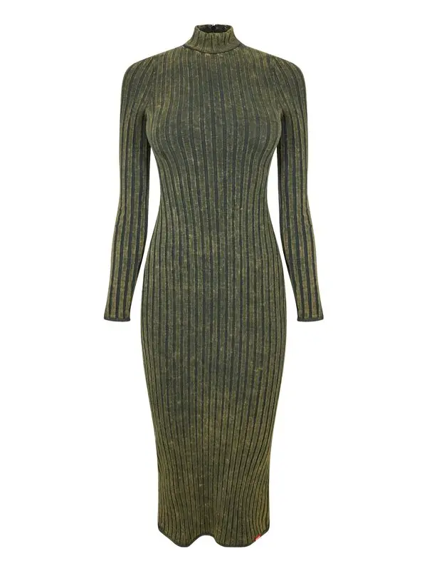 DIESEL® Mock Neck Long Sleeve Knit Midi Dress - No