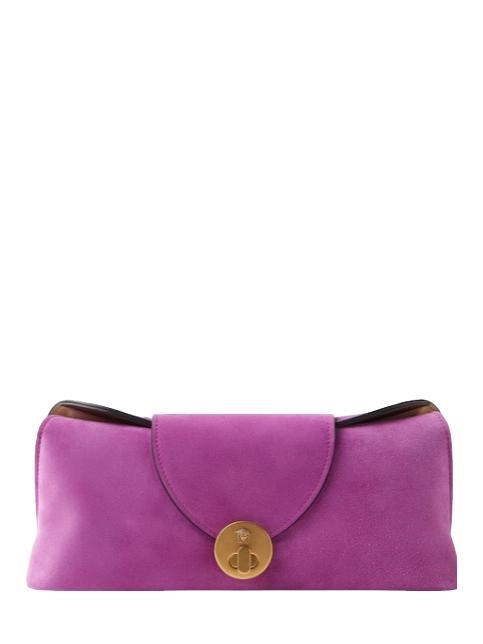 Versace Vivian Suede Clutch - Purple