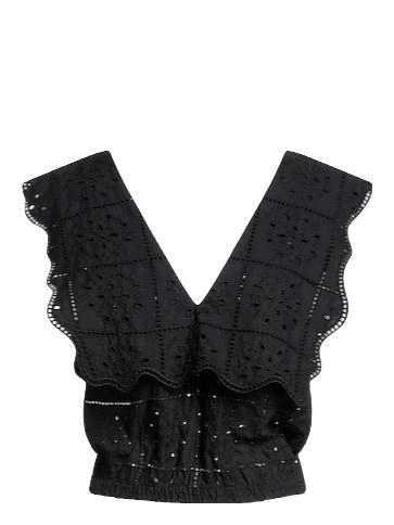 GANNI Sleeveless Lace Tiered Top - Black