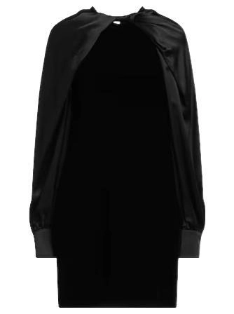 Max Mara Velvet And Satin Dress With Gathered Long Sleeves - Black