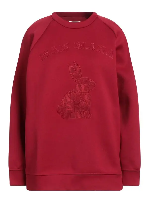 Sportmax Crewneck Long Sleeve Sweatshirt With Embroidered Logo - Red