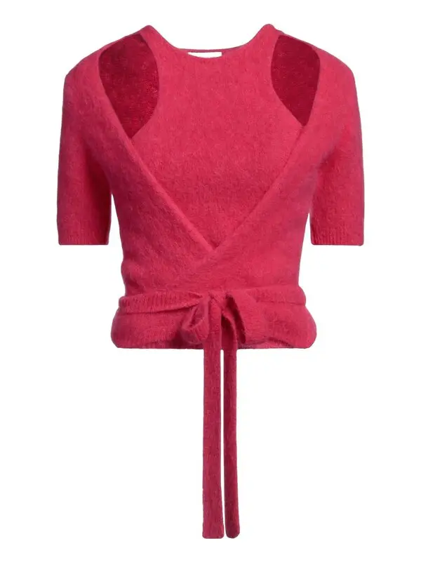 GANNI Knit Jumper With Tie Detail - Red