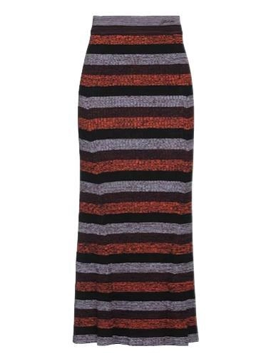 GANNI Striped Midi Skirt - Black