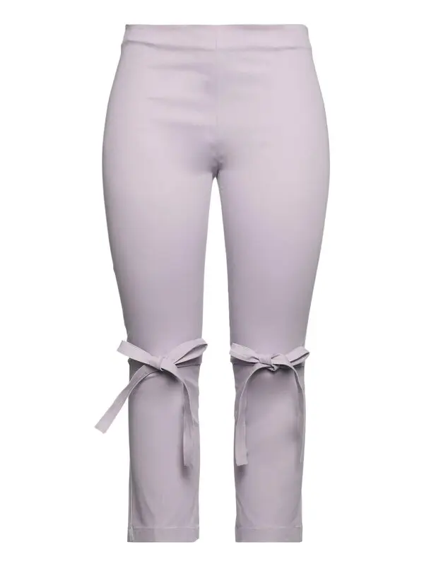 Sportmax Solid Color Stretch Twill Pants With Tie Detail - Gray