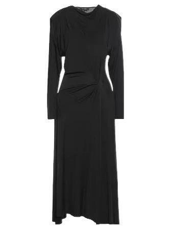 Isabel Marant Étoile Midi Dress With Asymmetrical Hem And Draped Neckline - Black