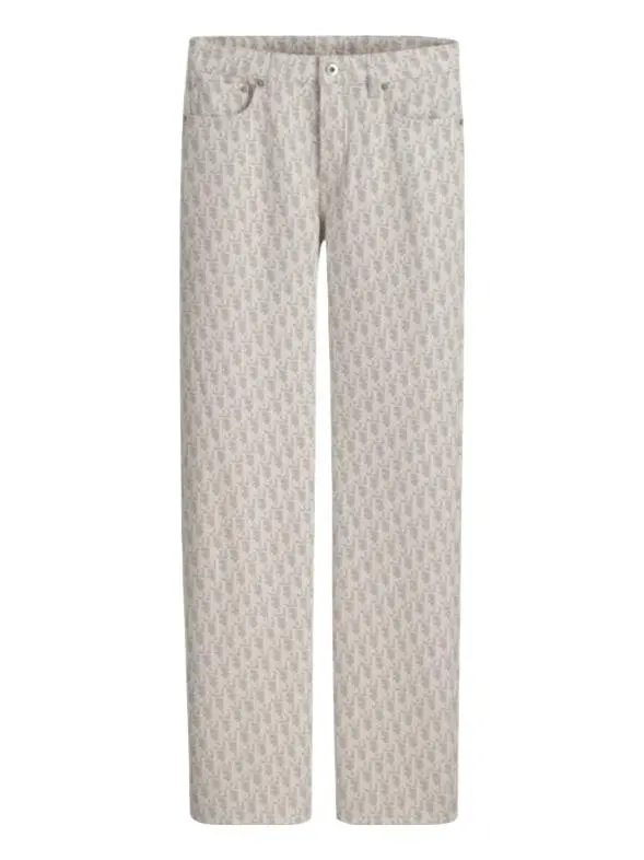 Dior Regular-fit Jeans With Oblique Motif - Grey