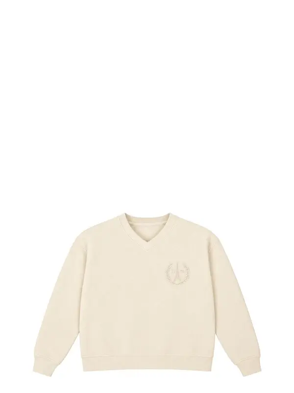 RAVE ON TREND Paris V-neck Sweatshirt - White