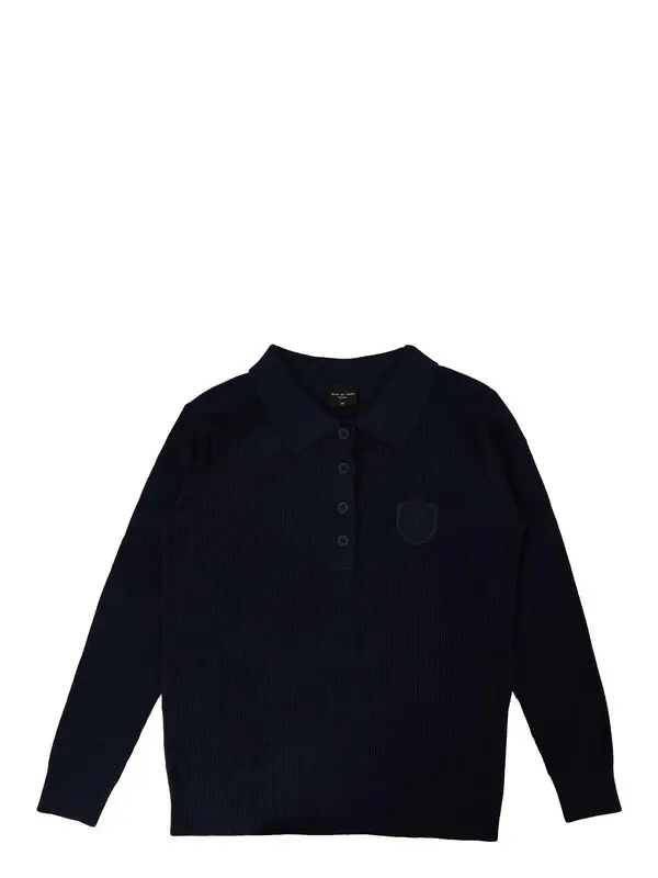 RAVE ON TREND Ribbed Knit Polo Shirt - Blue
