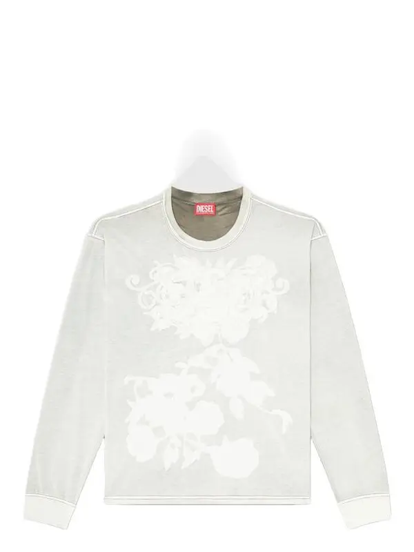 DIESEL® Long-sleeve T-shirt With Floral Print And Logo Patch - Multicolor