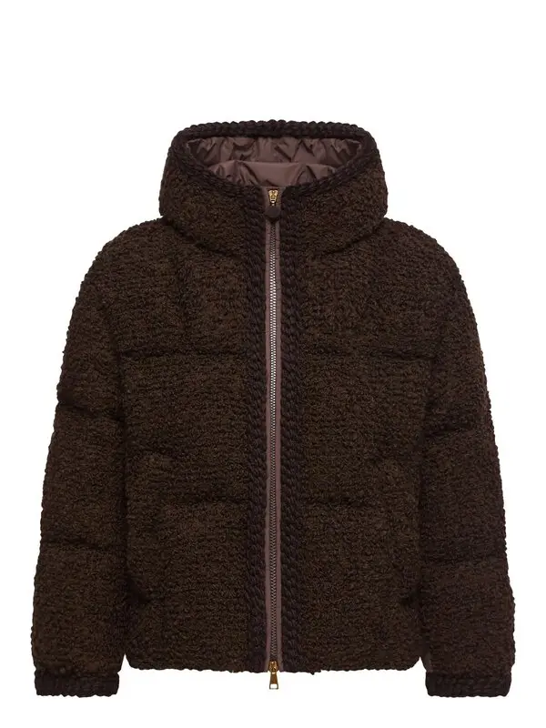 Moncler Cristallin Hooded Down Jacket - Brown