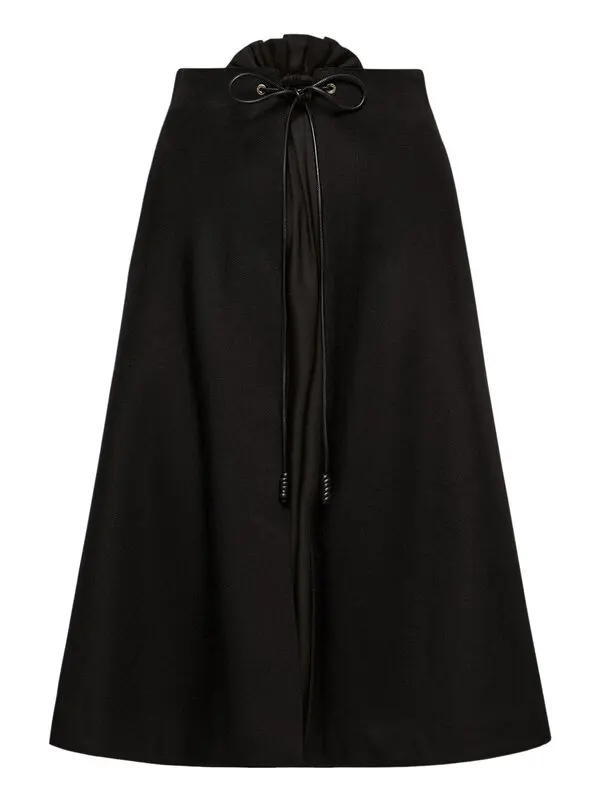 Moncler Wool Gabardine Midi Skirt - Black