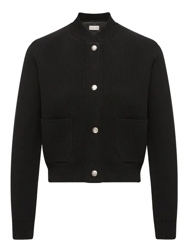Moncler Wool & Cashmere Blend Padded Cardigan - Black