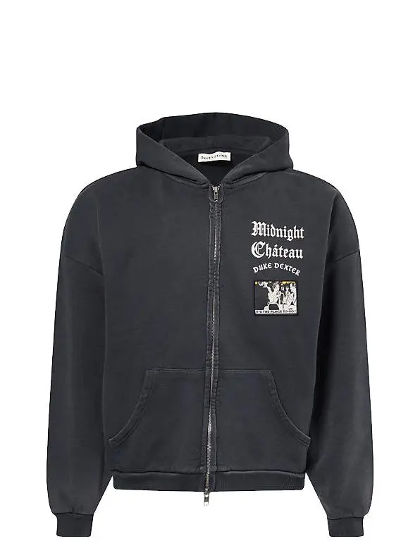 DUKE + DEXTER Mc Washed Printed Cotton Hoody - Black