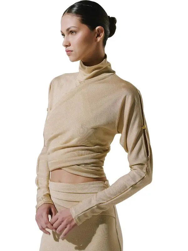 BAOBAB Amber Cropped Blouse With High Neck - Almendras