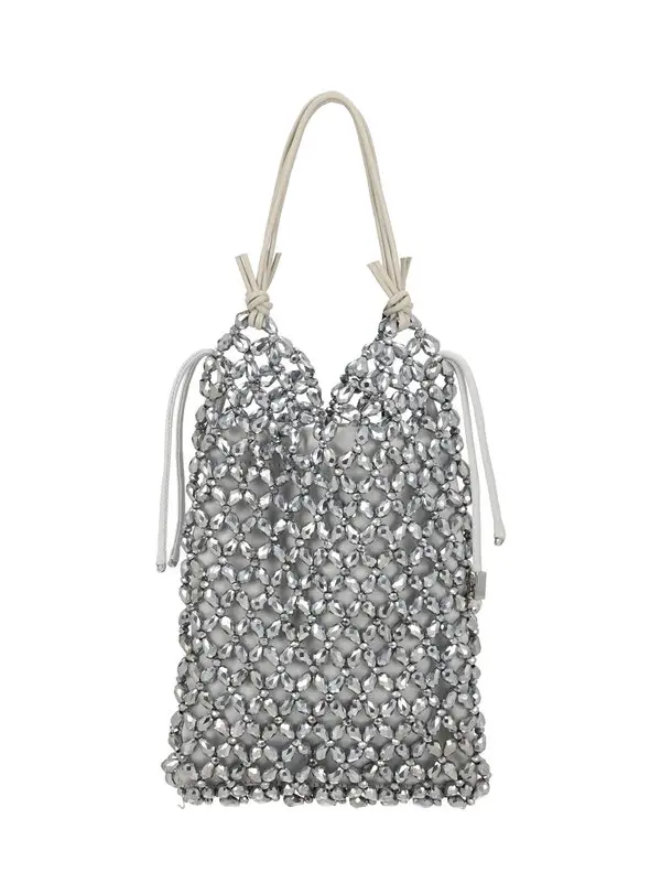 Staud Karla Beaded Bag - Silver