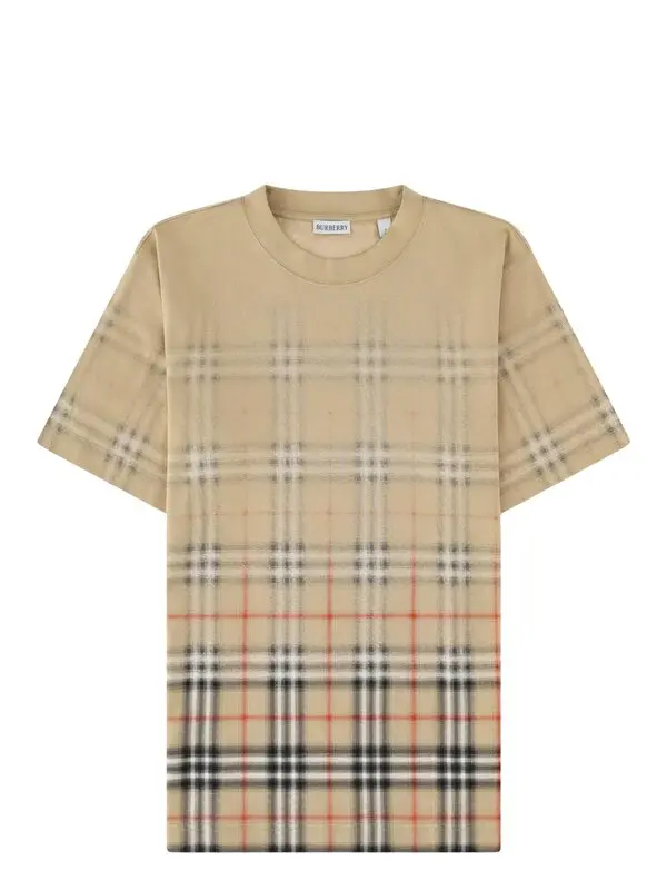 Burberry T-shirt Con Stampa Check - Beige