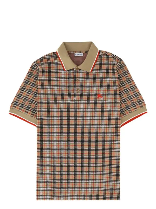 Burberry Polo In Misto Cotone Check - Beige
